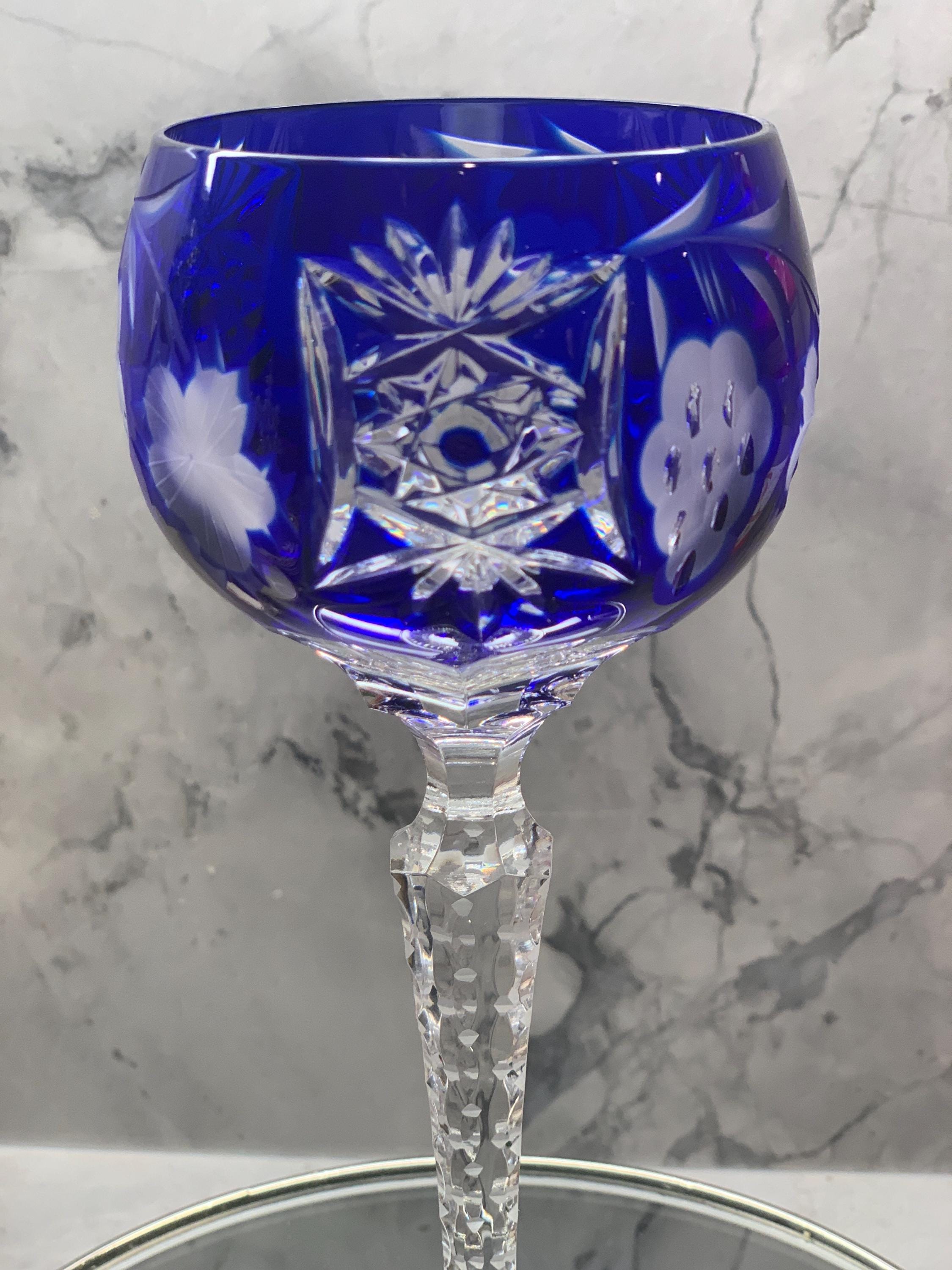 One Nachtman Traube Deep Cobalt Cut to Clear Crystal Wine Hock 8.25 ...