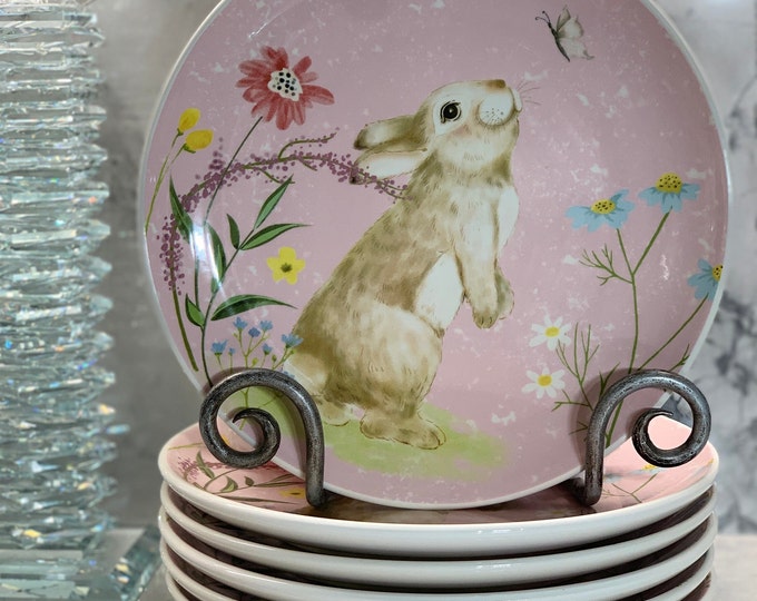 Potter's Studio Set of 6 Pink Bunny Salad Plates 8.5" | Flowers, Bunny ...