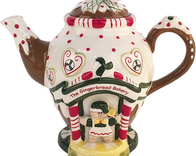 Blue Sky Gingerbread Bakery Teapot ~ Let It Snow With This Festive ...