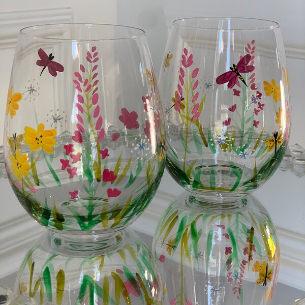 Spring Wine Glasses - Etsy