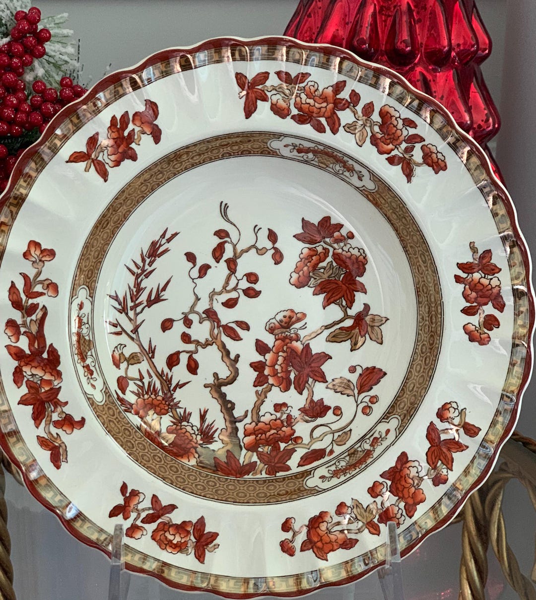 Copeland Spode India Tree Rim Soup/pasta/salad Bowls Newer Backstamp 7 ...