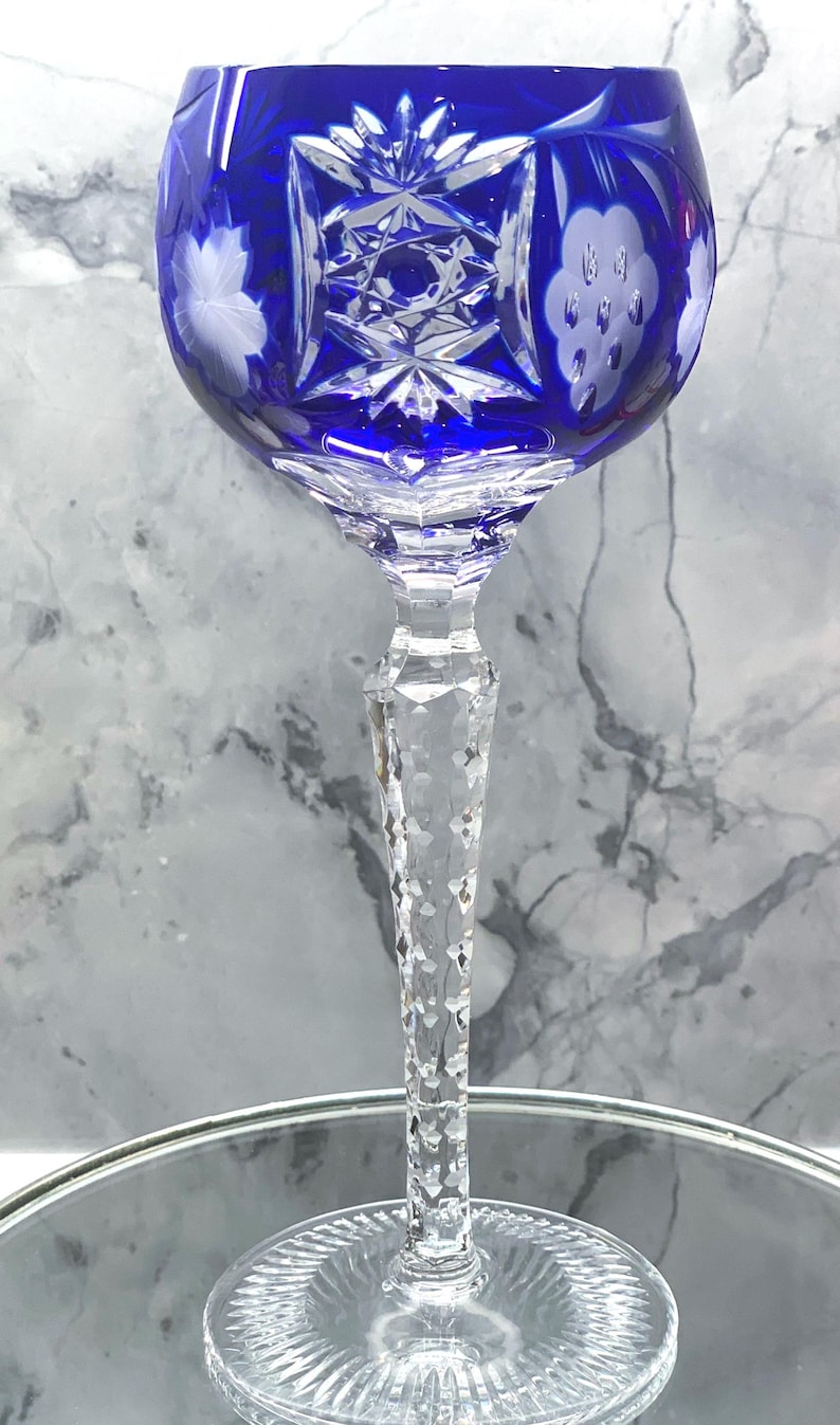 One Nachtman Traube Deep Cobalt Cut to Clear Crystal Wine Hock 8.25 ...