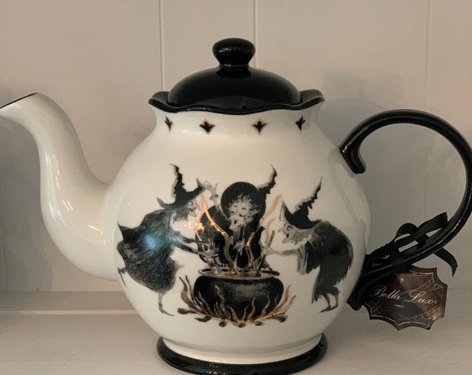 Large Potters Studio Spooky Night Witches Culdron Teapot | Black ...