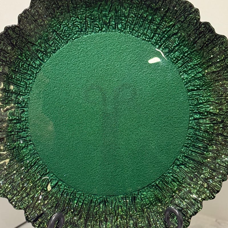 8 Green Glass Dinner Plates - Etsy