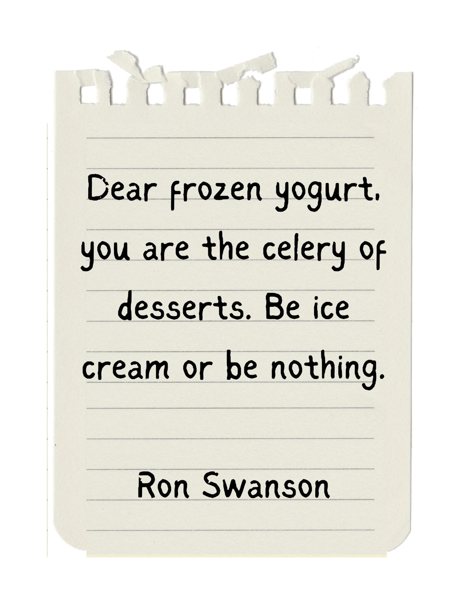 Ron Swanson Frozen Yogurt Review Quote - Etsy