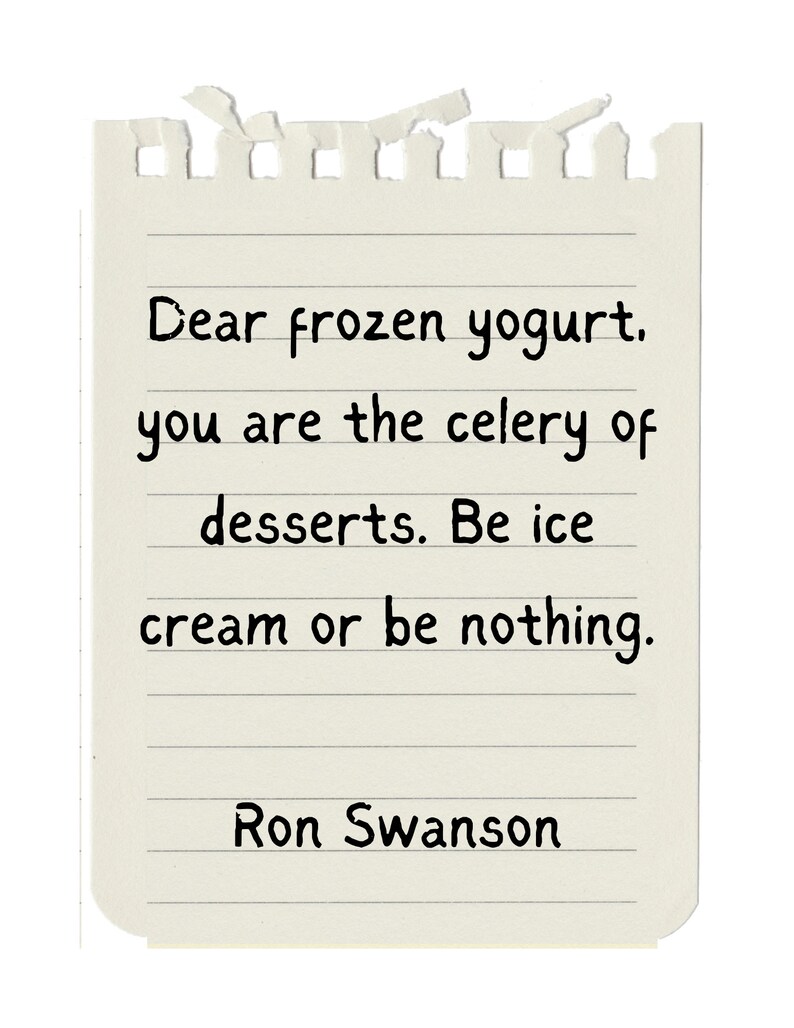 Ron Swanson Frozen Yogurt Review Quote - Etsy