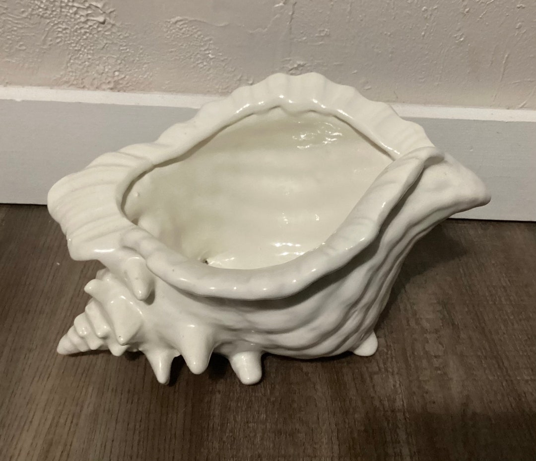 Vintage Large White Ceramic Decorative Shell Bowl 10 X 7 - Etsy