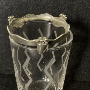 Vintage Etched Crystal Glass Bathroom Water Glass With Pewter Gold Bag ...