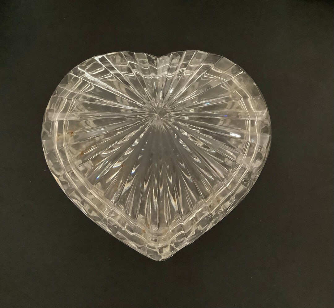 Vintage Heart Shaped Crystal Trinket Box Ring Box 4 1/2 - Etsy