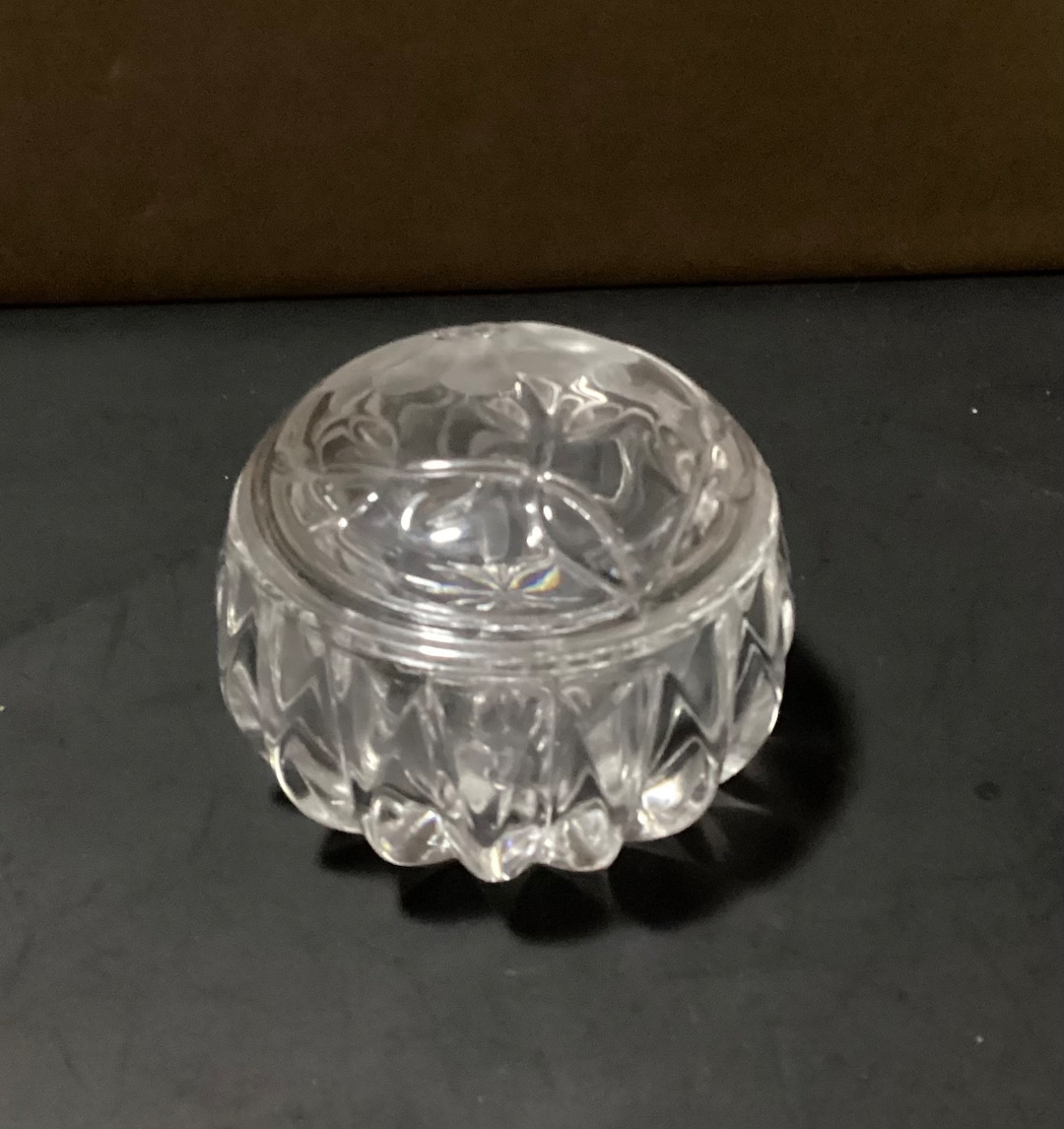Vintage Round Floral Top Round Lead Crystal Trinket Box 3 - Etsy