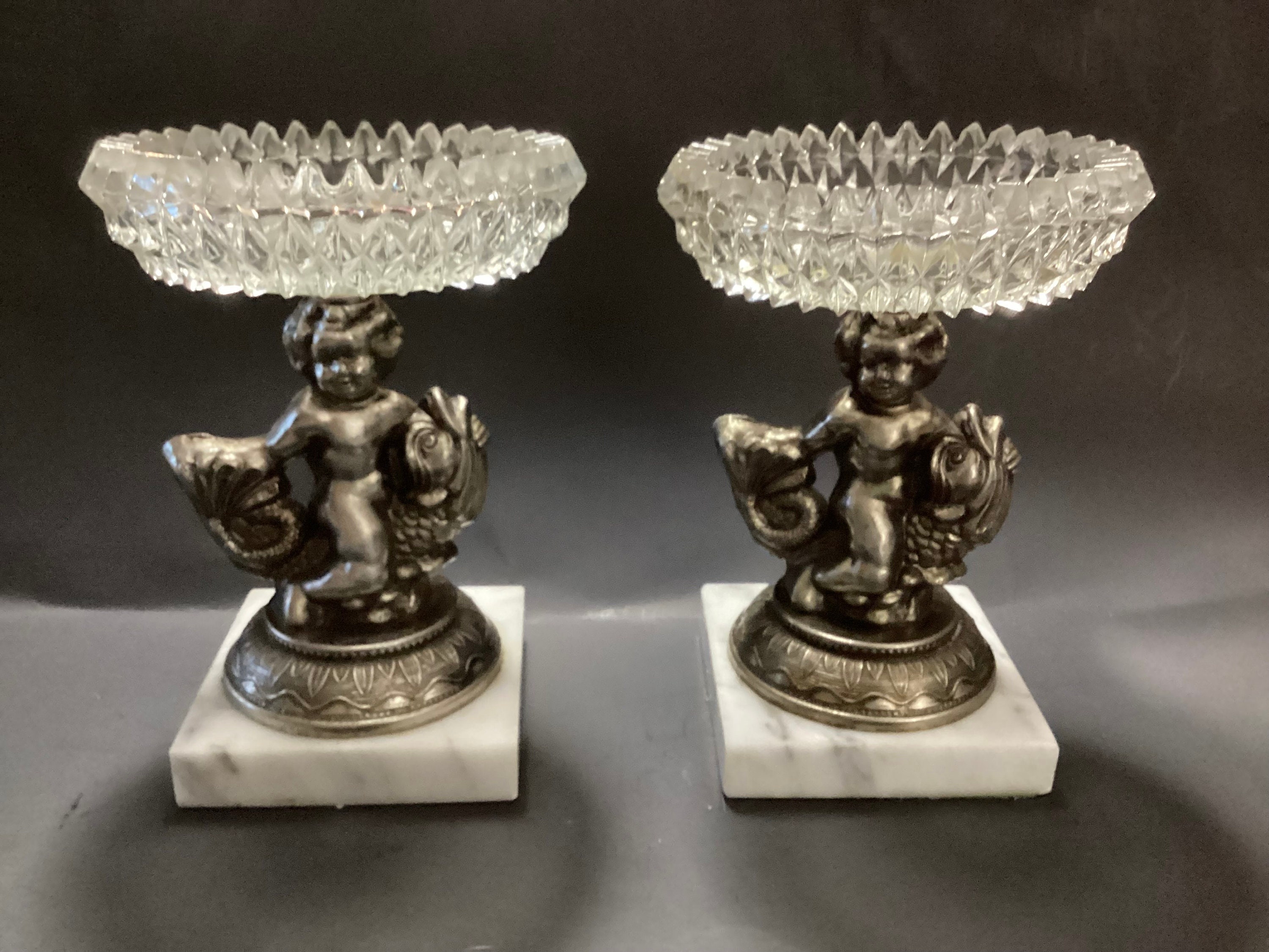 Antique Marble Based Bronze Cherub and Koi Fish Crystal Pillar - Etsy