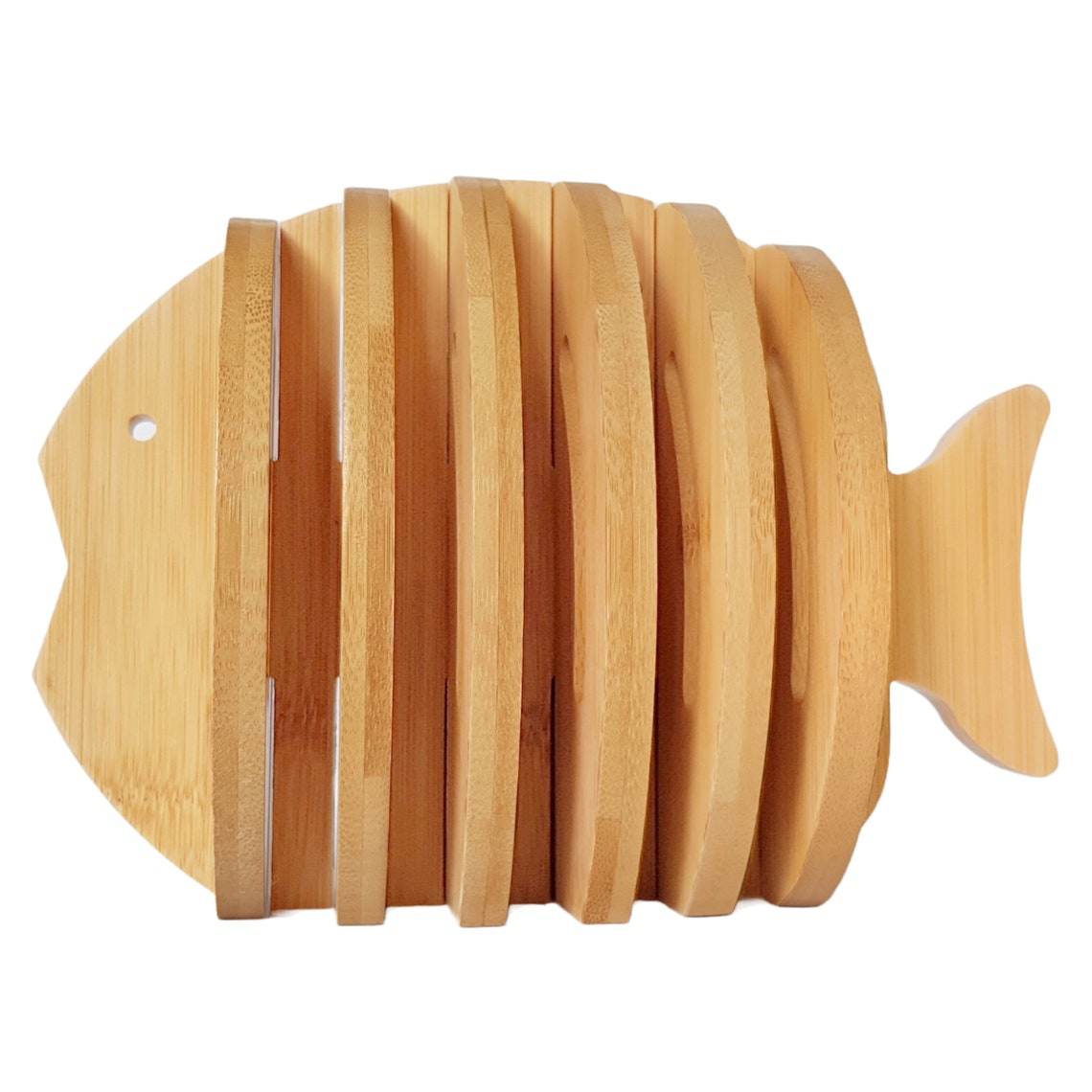Wood Fish Decor, Set of 7 Bamboo Coaster/trivet, 3D Fish Gift for Fish ...