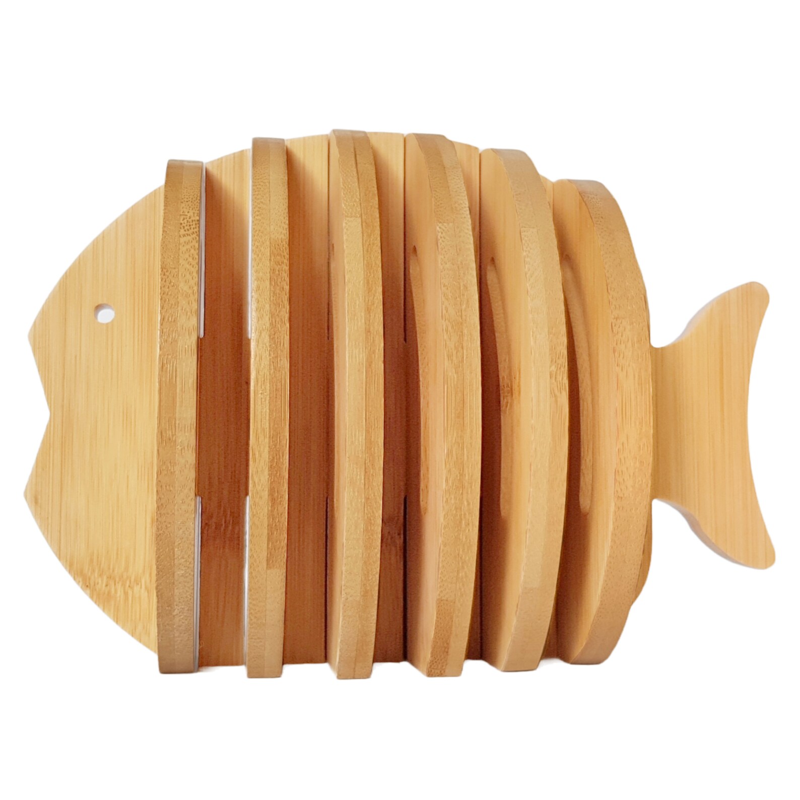 Wood Fish Decor, Set of 7 Bamboo Coaster/trivet, 3D Fish Gift for Fish ...
