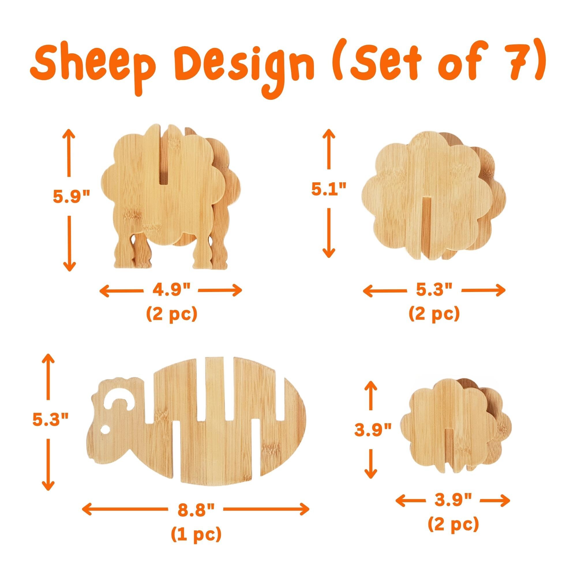 Creative Gift for Sheep Lover, Coaster Set With Holder, Wooden Sheep ...
