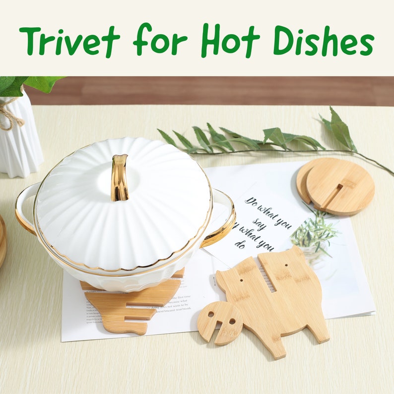 Pig Kitchen Decor, Set of 9 Bamboo Trivet/coaster, 3D Pig Gift for Pig ...