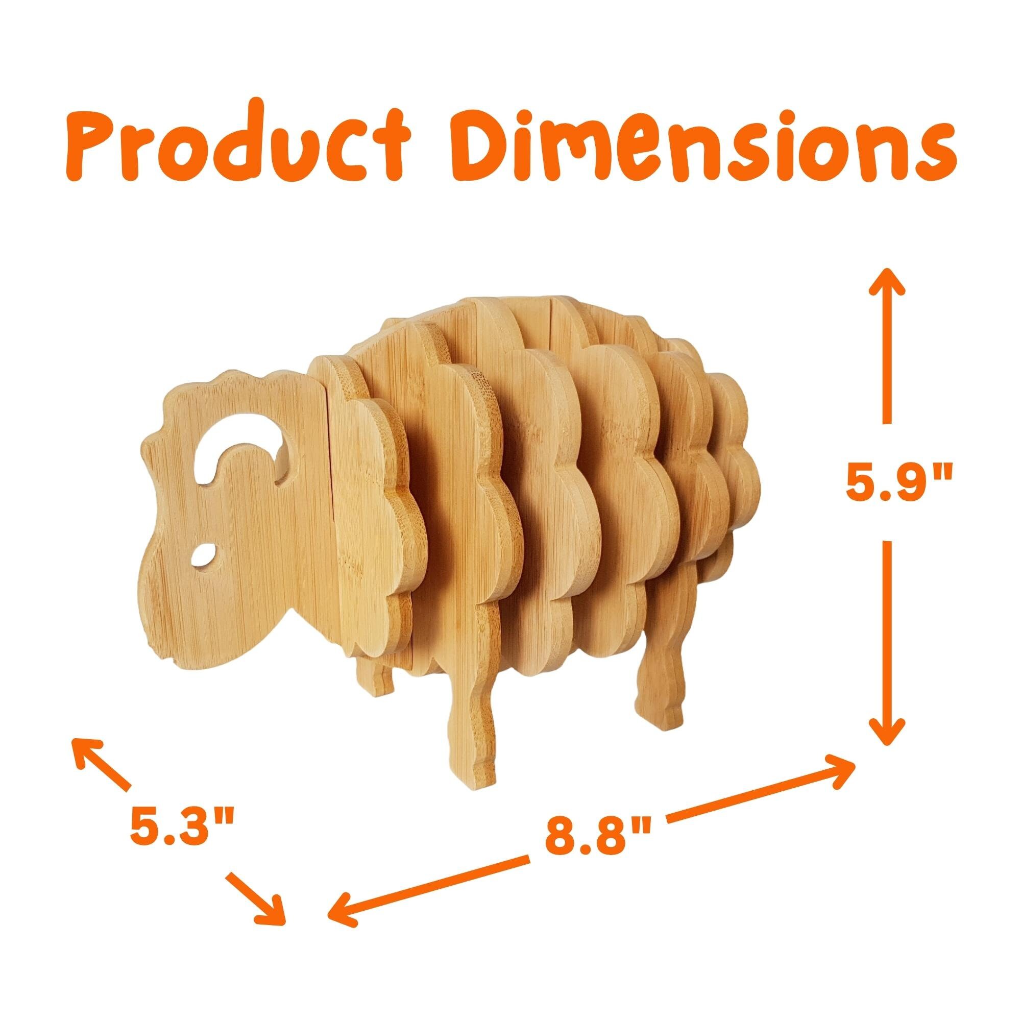 Creative Gift for Sheep Lover, Coaster Set With Holder, Wooden Sheep ...