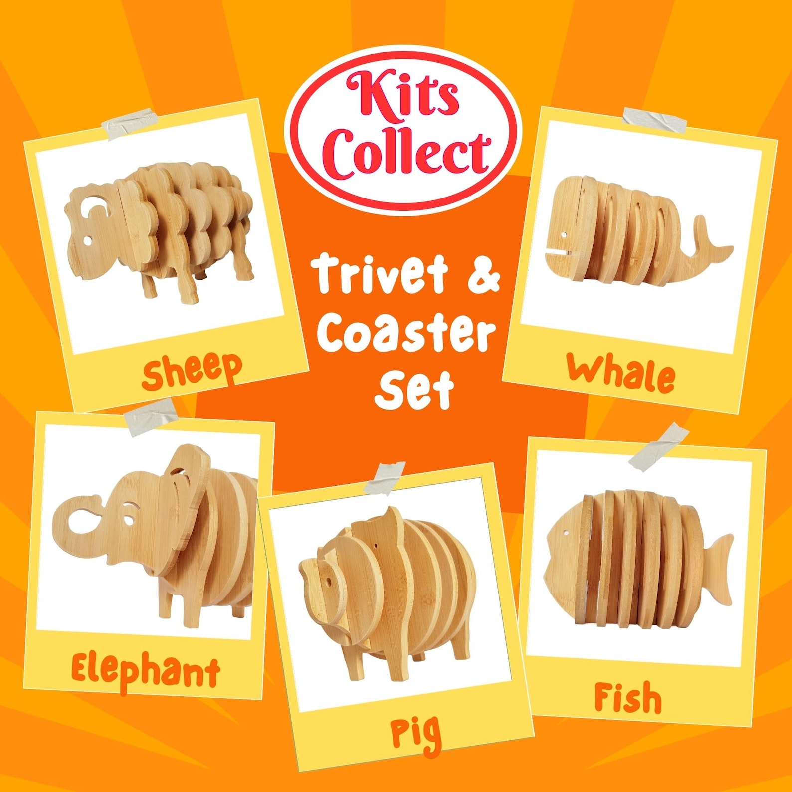 Creative Gift for Sheep Lover, Coaster Set With Holder, Wooden Sheep ...