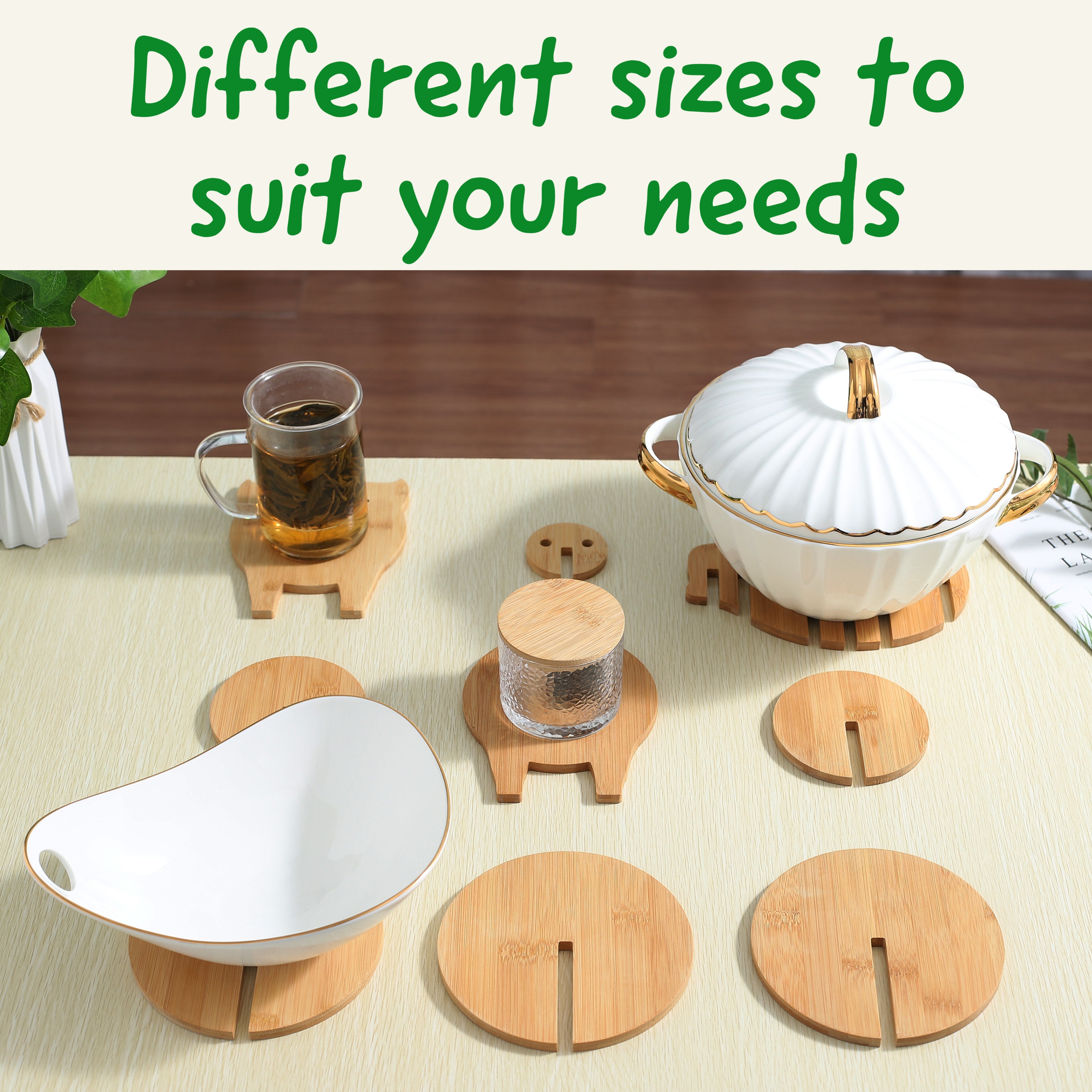 Pig Kitchen Decor, Set of 9 Bamboo Trivet/coaster, 3D Pig Gift for Pig ...