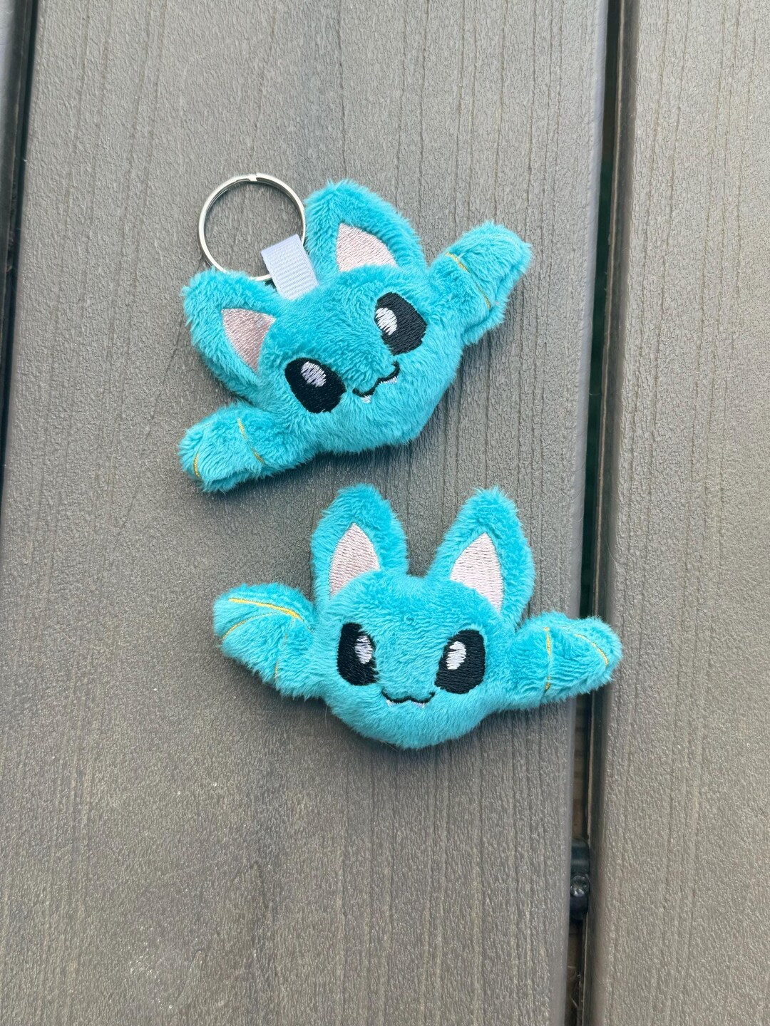 Handmade Aqua Blue Bat Plush Stuffed Animal, Cute Backpack Charm Gift ...