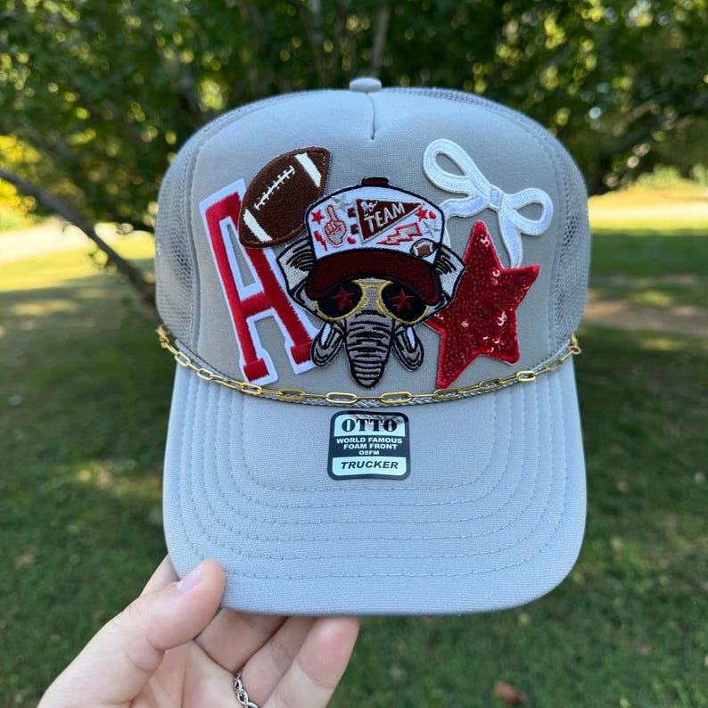 Alabama Crimson Tide Trucker Hat With Patches, Game Day Gear, Roll Tide ...