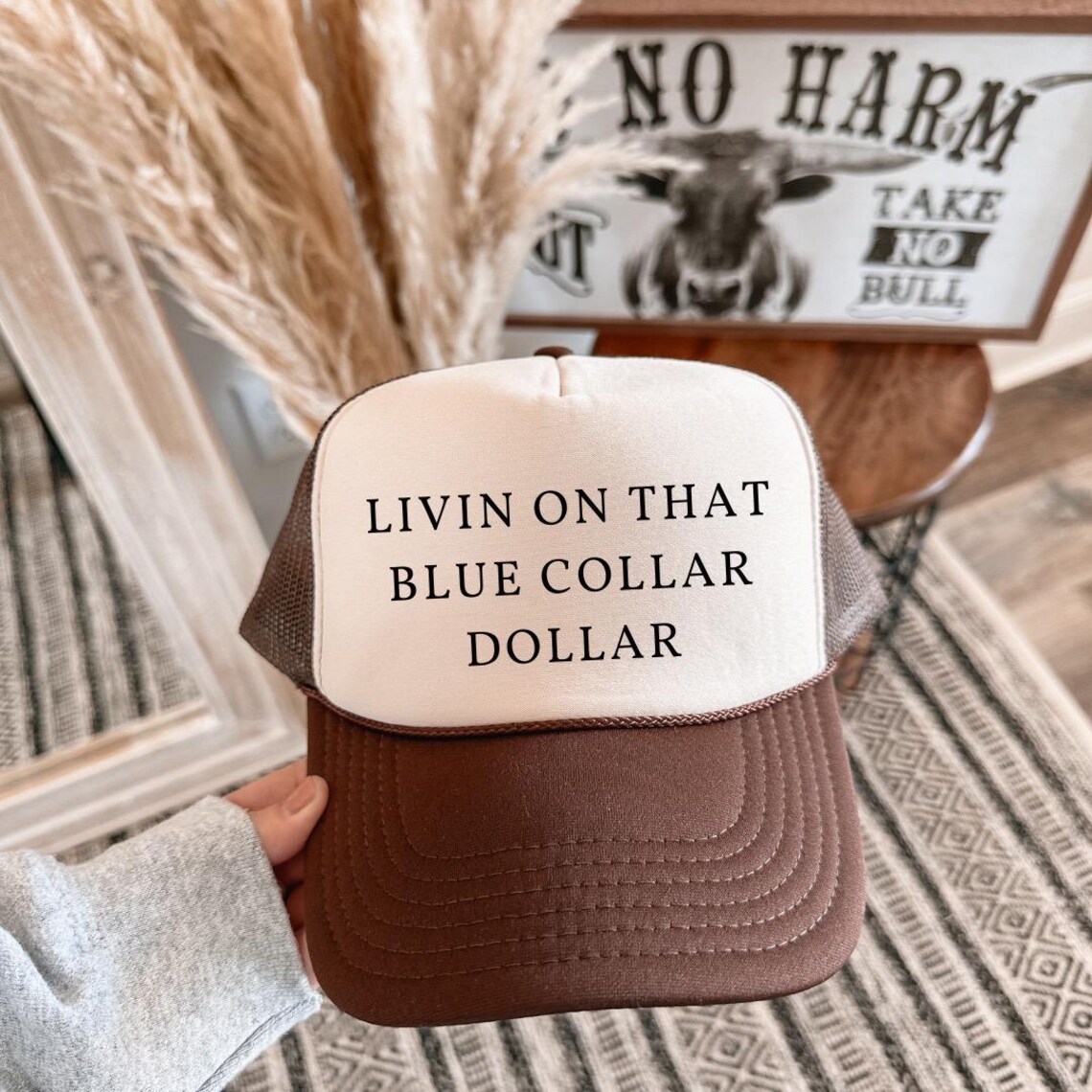 Blue Collar Dollar Trucker Hat, Otto Cap, Foam Hat, Blue Collar Wife ...