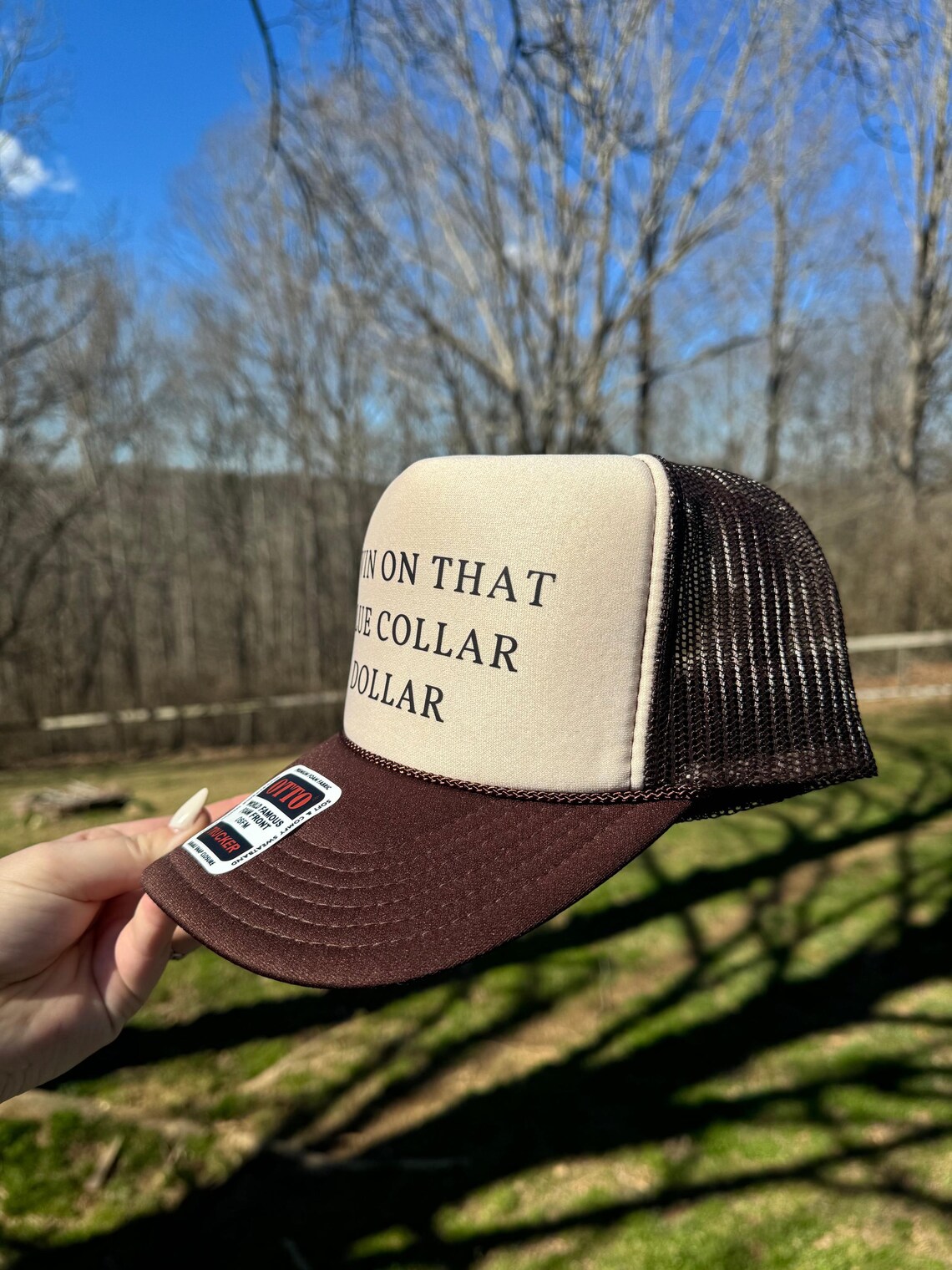 Blue Collar Dollar Trucker Hat, Otto Cap, Foam Hat, Blue Collar Wife ...