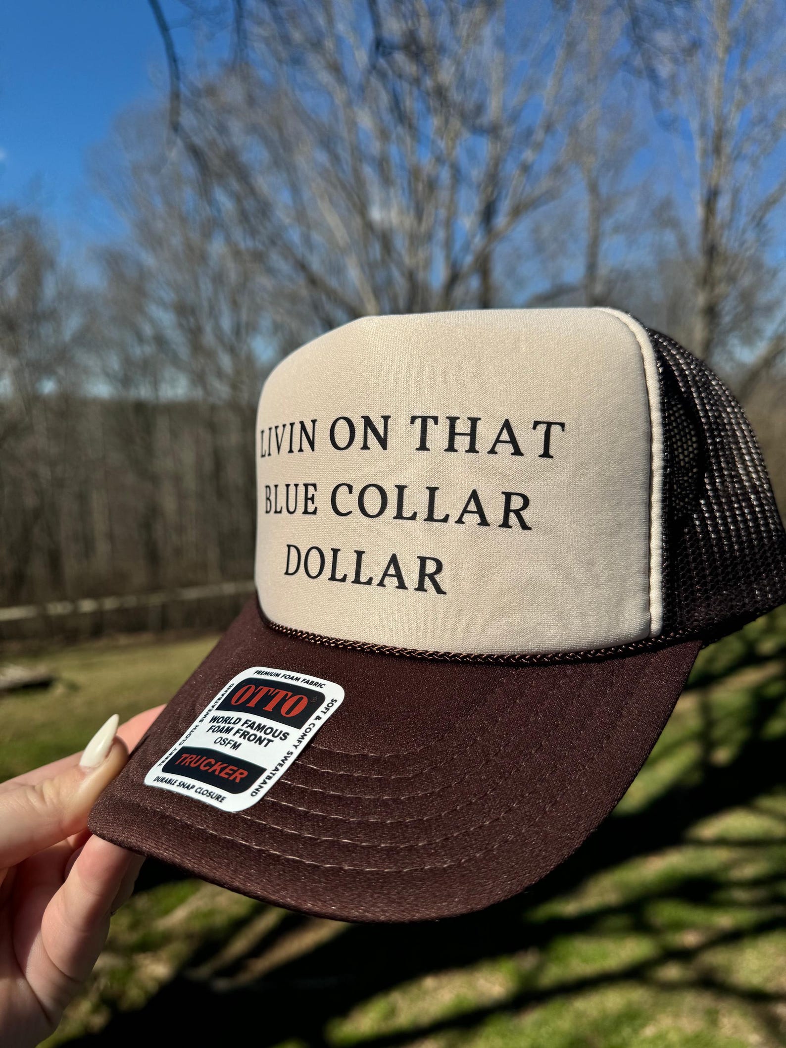 Blue Collar Dollar Trucker Hat, Otto Cap, Foam Hat, Blue Collar Wife ...