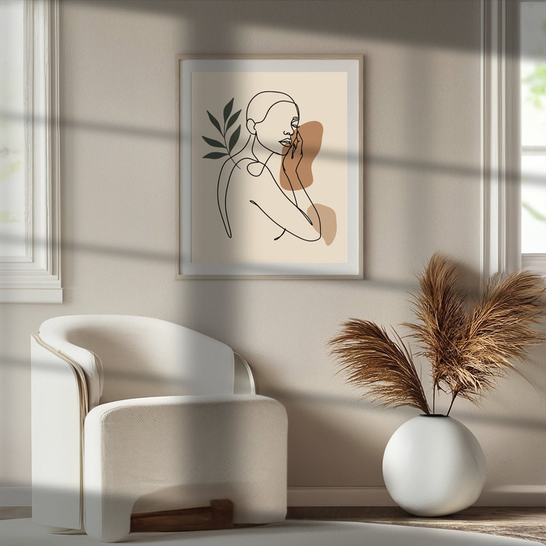 Minimalist Lines Art Woman Body Line Art, Neutral Wall Art Female Line ...