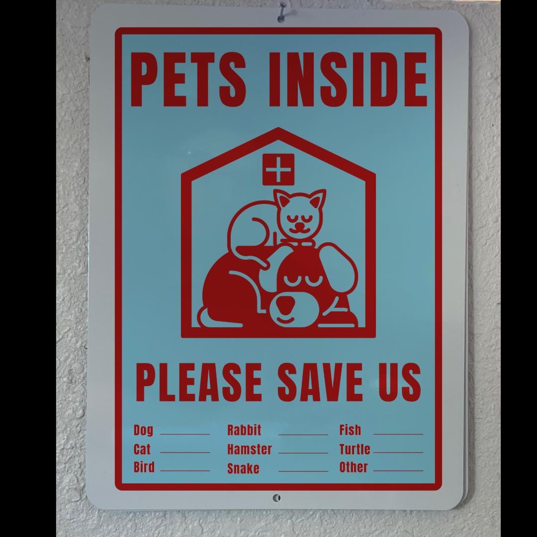 Pets Inside Metal Safety Sign for Fire Rescue and Home Safety, 9x12 ...
