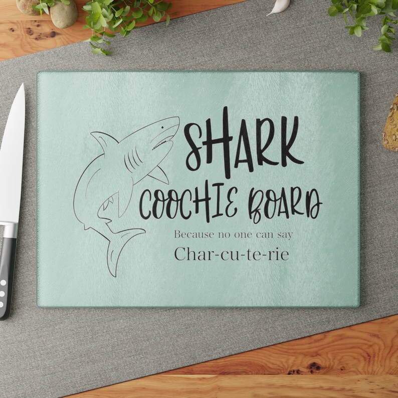 Shark Coochie Glass Cutting Board CHARCUTERIE HUMOR - Etsy