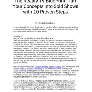 The Reality TV Blueprint: A Hand Guide to Turn Your Concepts Into Sold ...
