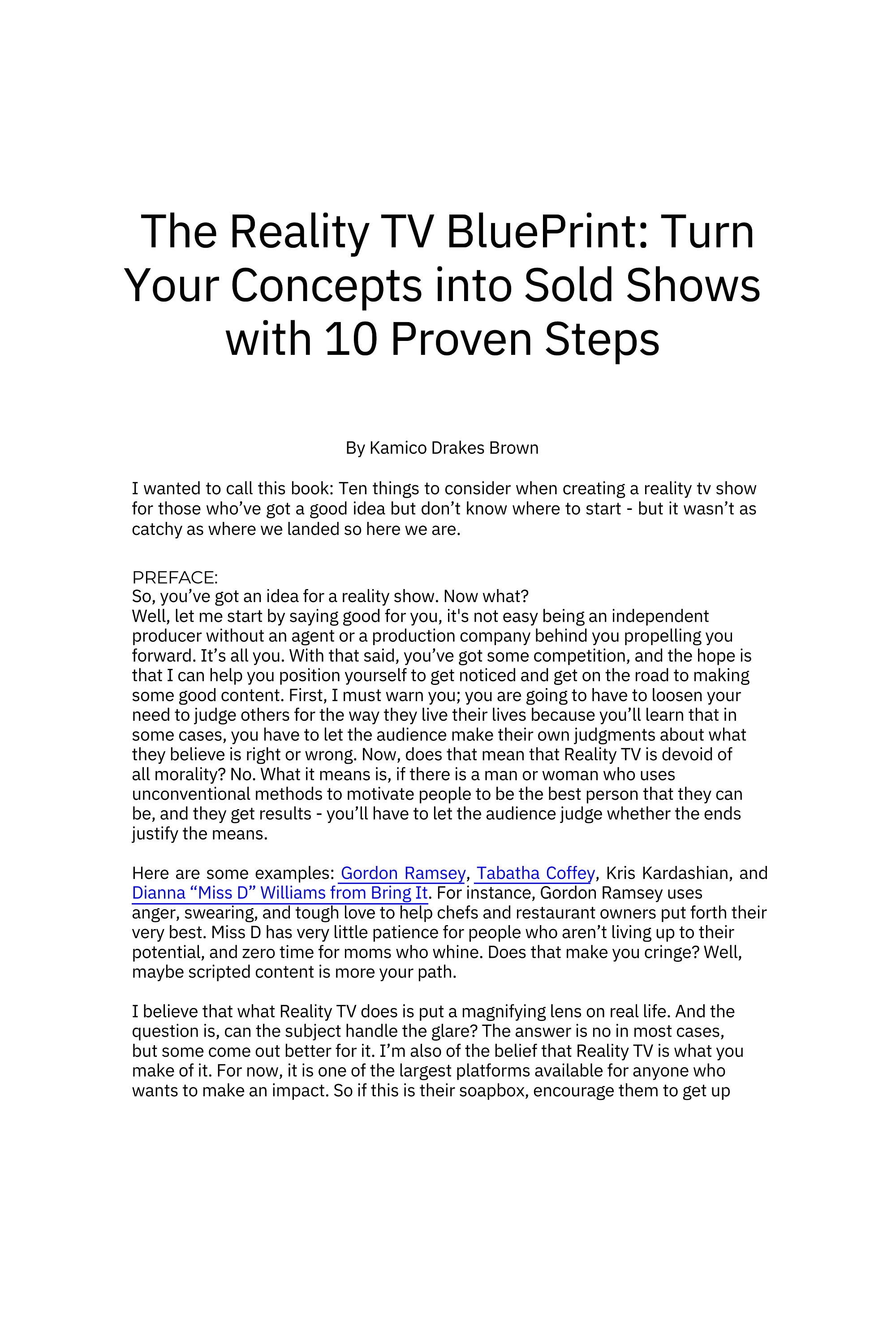 The Reality TV Blueprint: A Hand Guide to Turn Your Concepts Into Sold ...