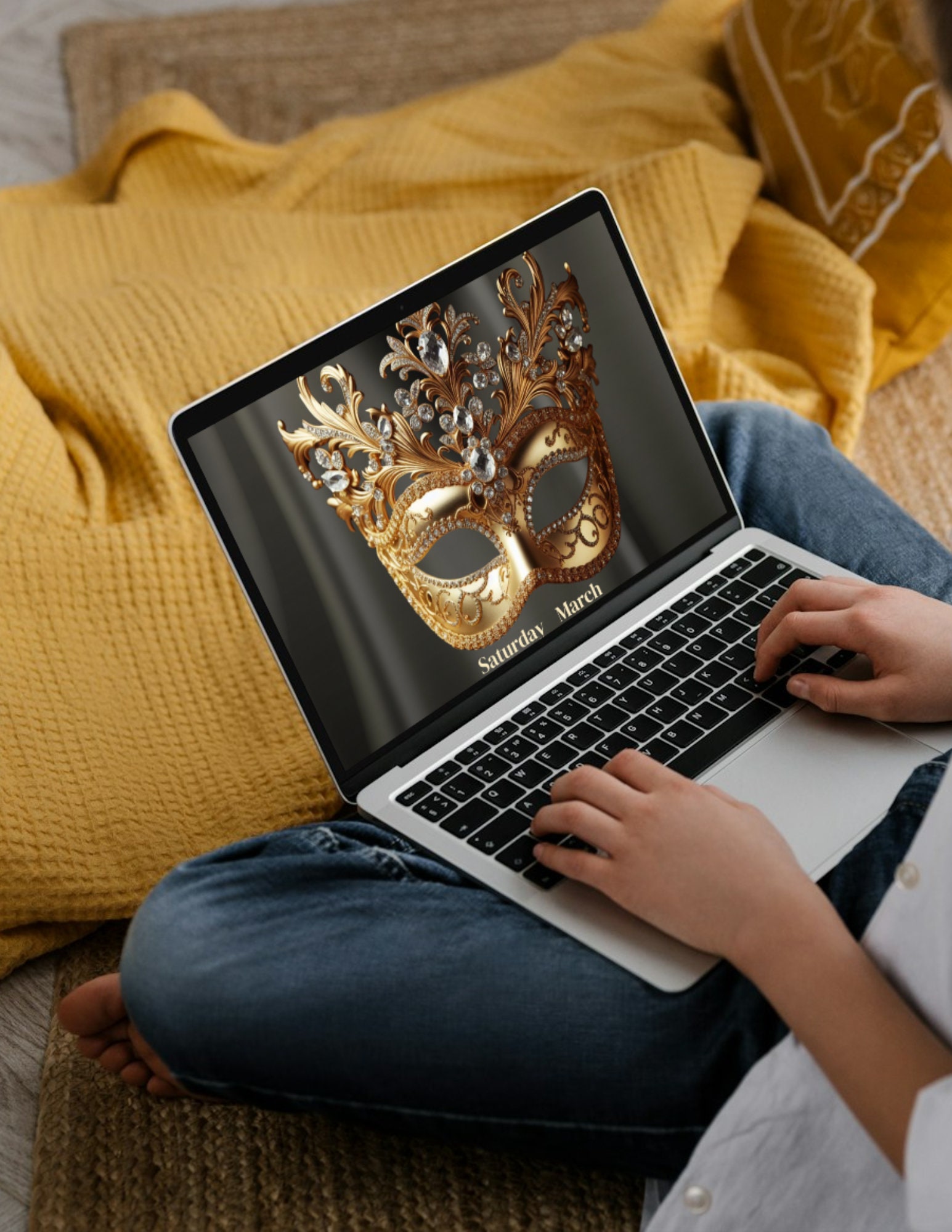 Masquerade Party Invitation Template, Gold Mask Invitation Printable ...