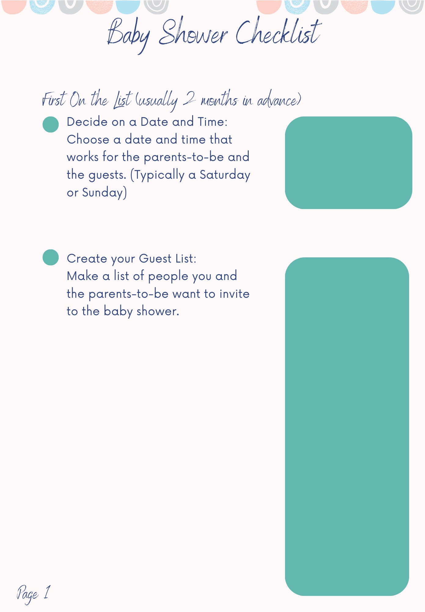 Editable Template Custom Template Baby Shower Checklist - Etsy