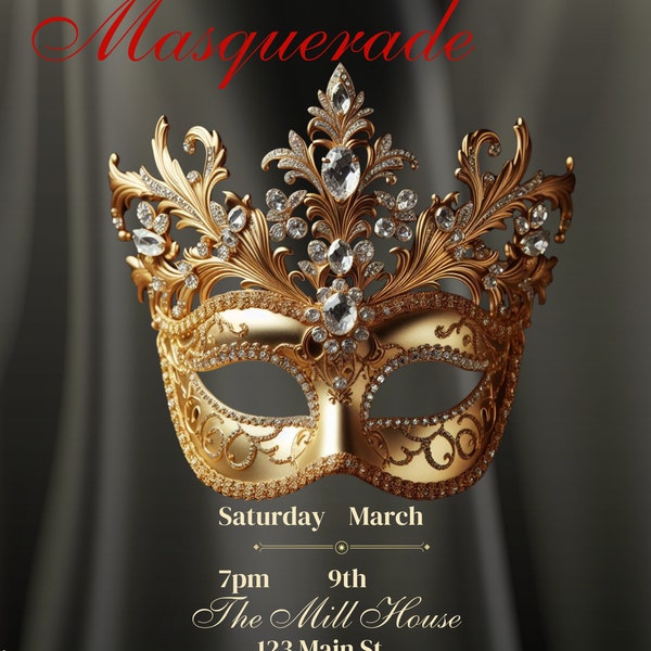 Gold Masked Party Invitation - Etsy