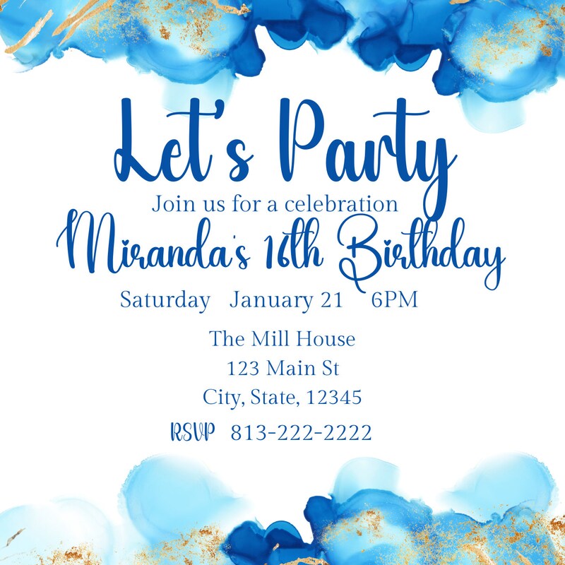 Royal Blue Invite - Etsy