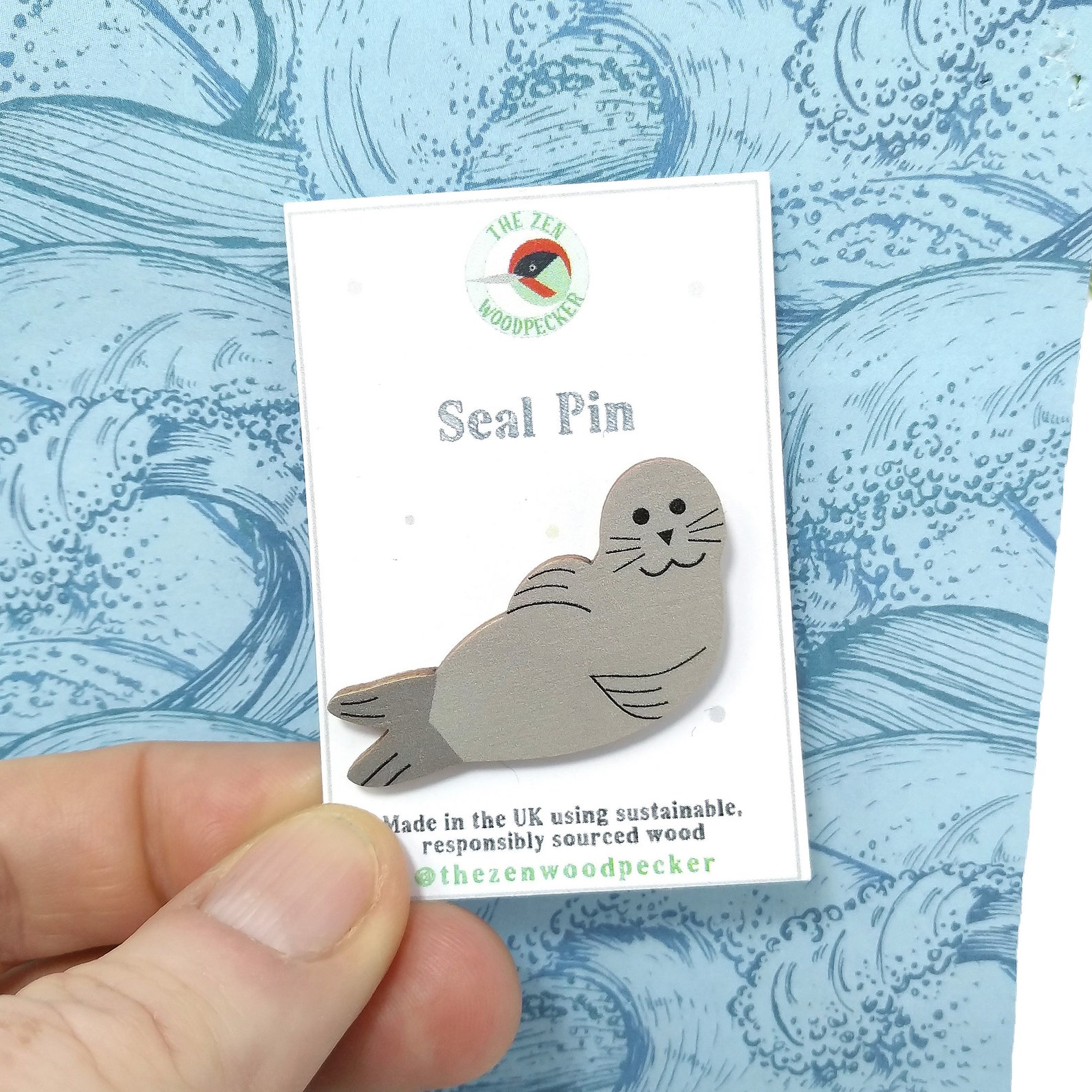 Seal Badge, Grey Seal Pin, Sealife Brooch, Sea Mammal, Common Seal, Sea ...