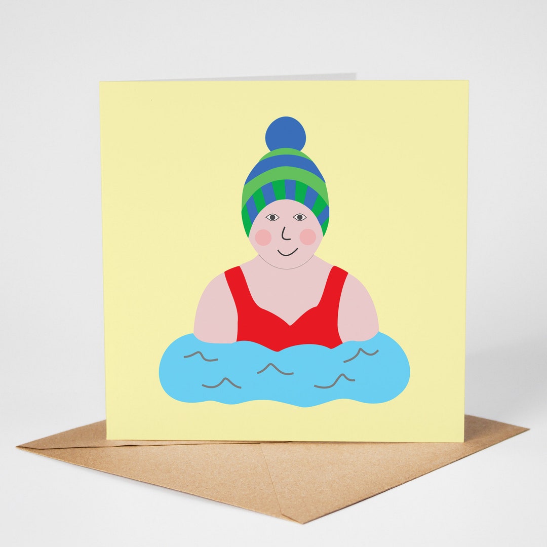 Wild Swimmer Card, Cold Water Swimmer, Blank Card, Outdoor Swimming ...