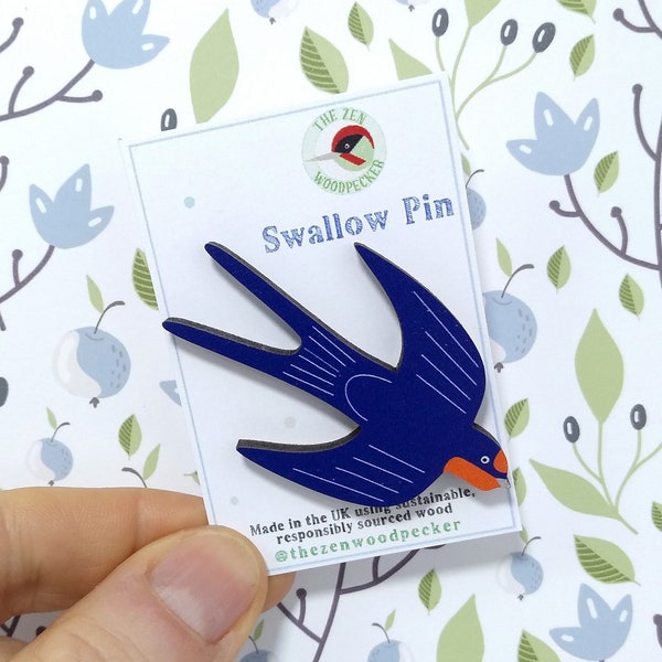Swallow Brooch - Etsy