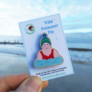 Wild Swimmer Badge, Cold Swimmer Pin, Swimming Brooch, Outdoor Swimmer ...
