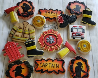 Firefighter Cookies - Etsy