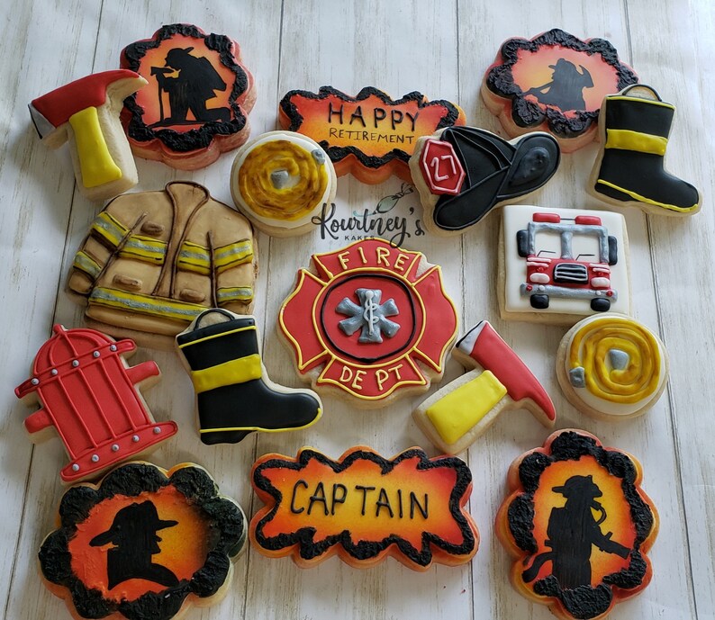 Firefighter Cookies (24) - Etsy