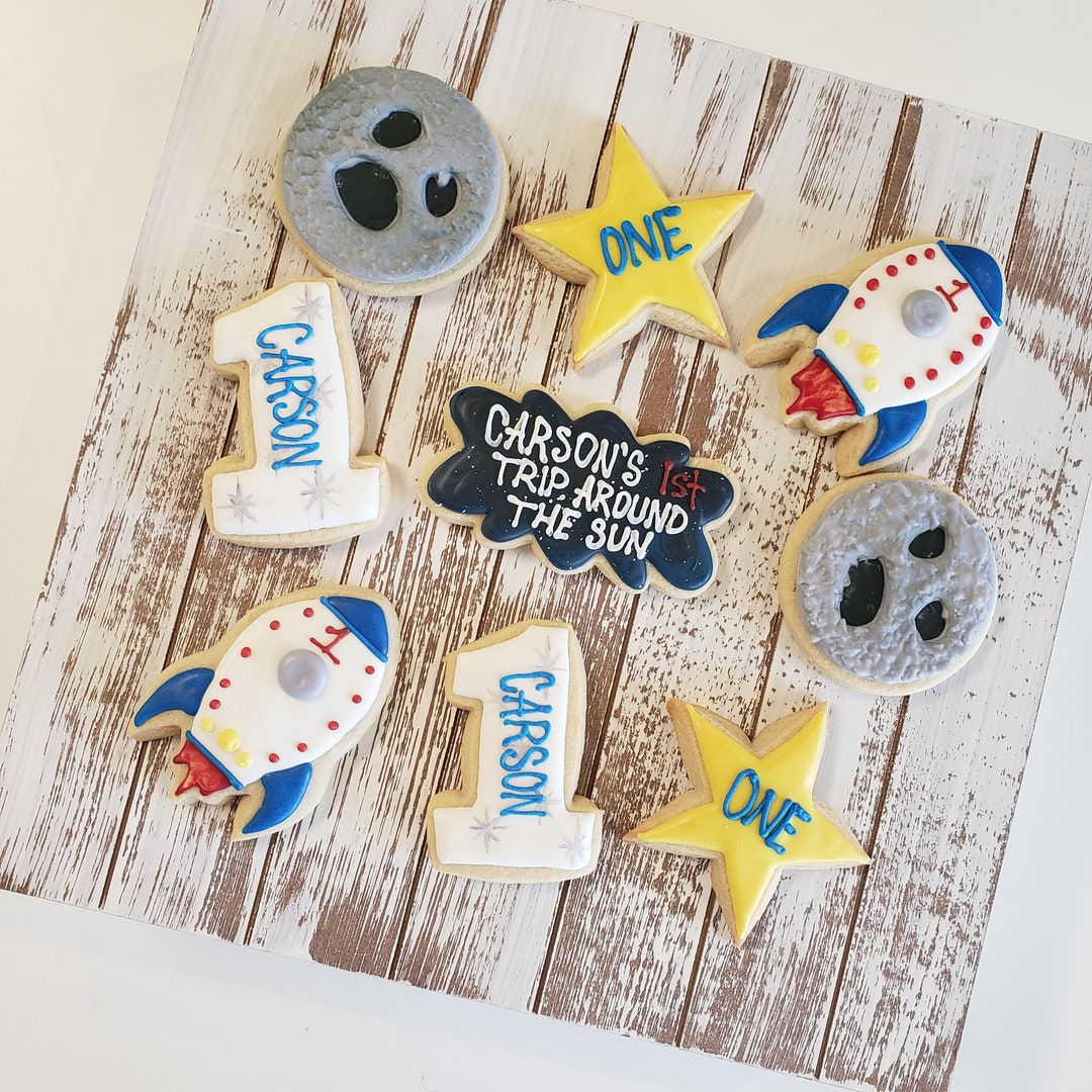 Rocket, Space, Moon Cookies (12) - Etsy