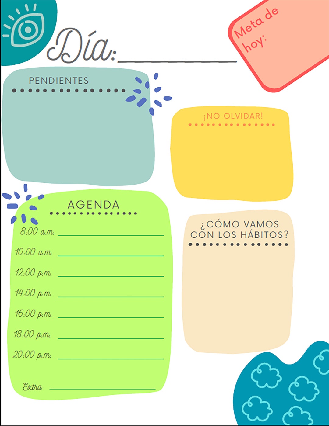 Color Printable Daily Planner - Etsy