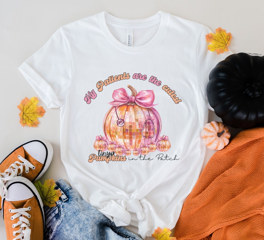 NICU Nurse Disco Pumpkin Shirt - Pink Bow Fall Nurse Tee - Etsy