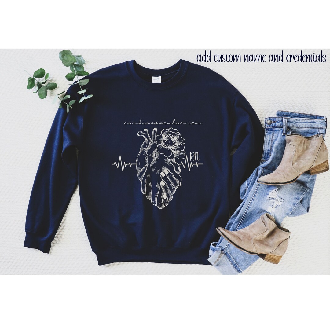 CVICU Nurse Shirt, Custom Floral Heart Sweatshirt, Healthcare ...