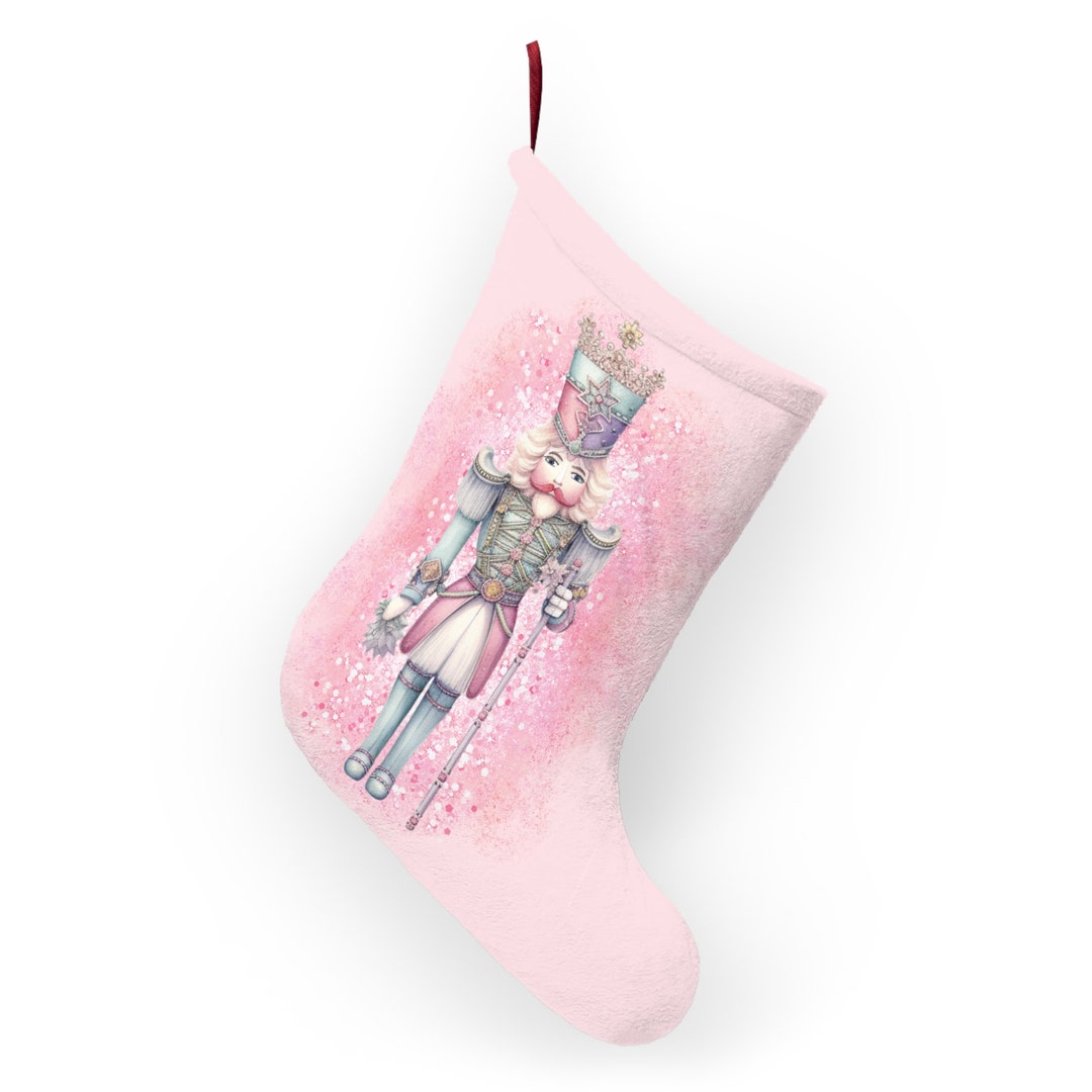 Pink Christmas Nutcracker Stocking, Pink Plush Nutcracker Stocking ...