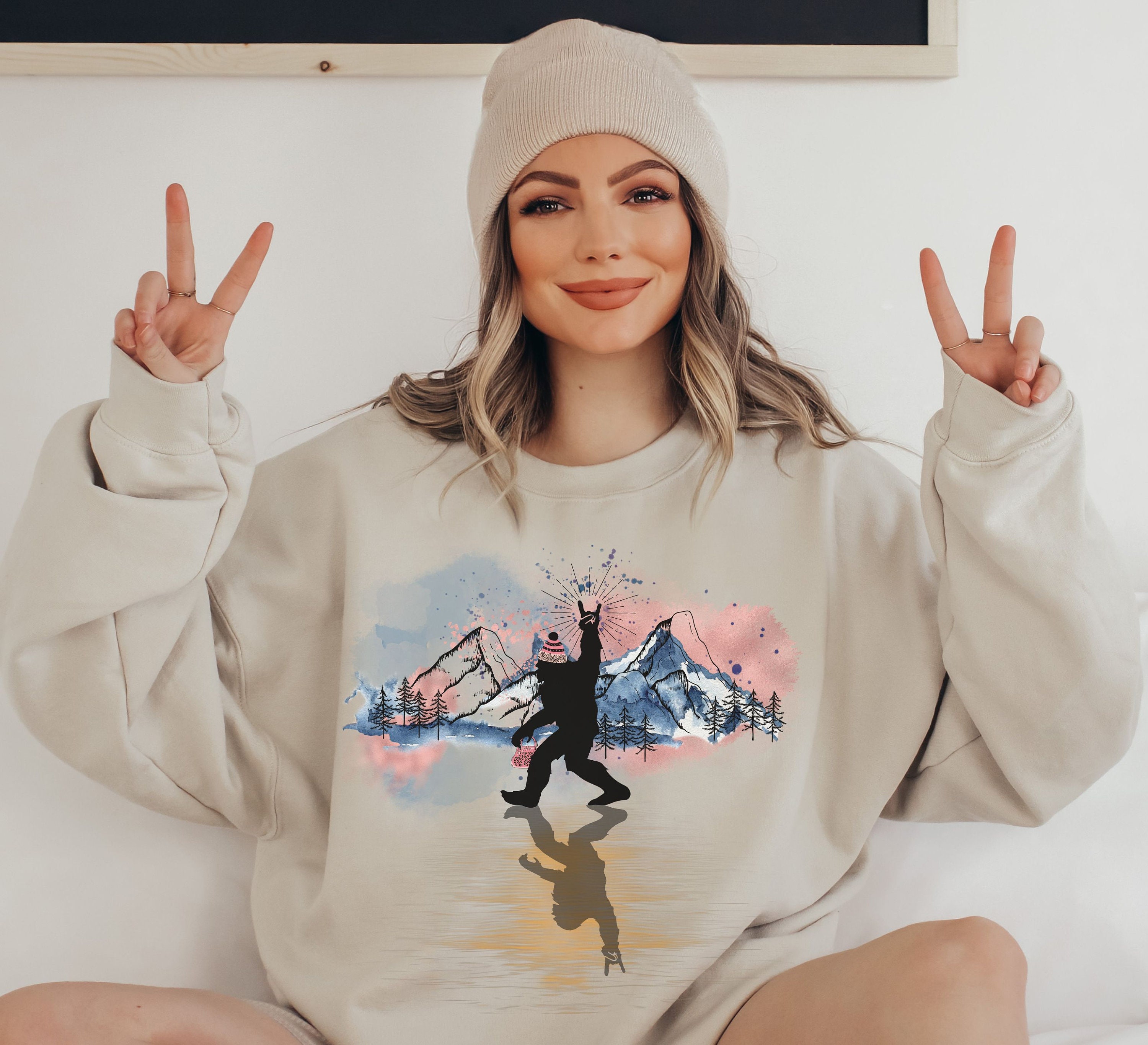 Rock on Pink Sasquatch Big Foot Sweatshirt Pink Leopard - Etsy