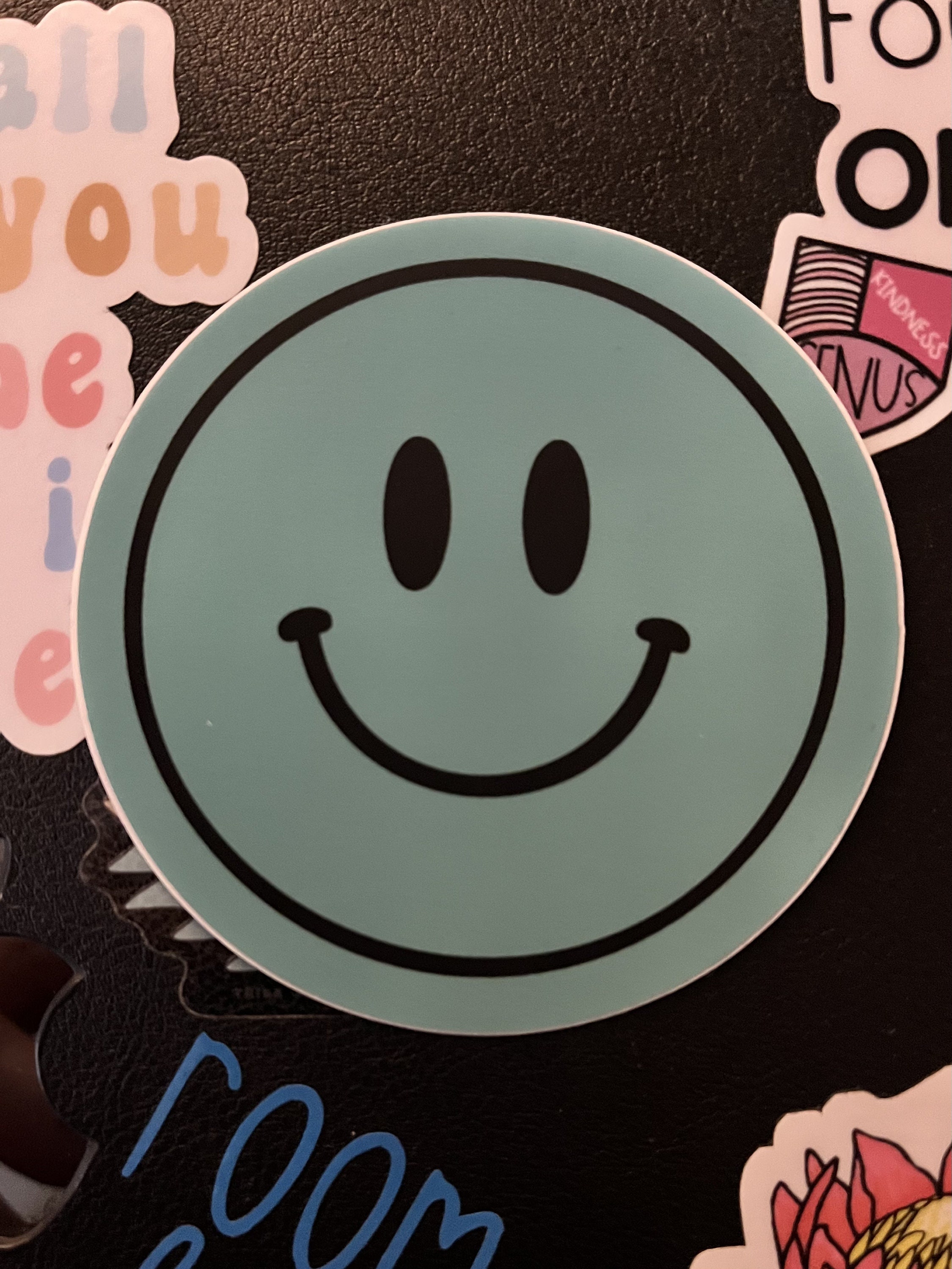 Teal Smiley Face Sticker Happy Face Joy Dishwasher Safe Sticker Vinyl ...