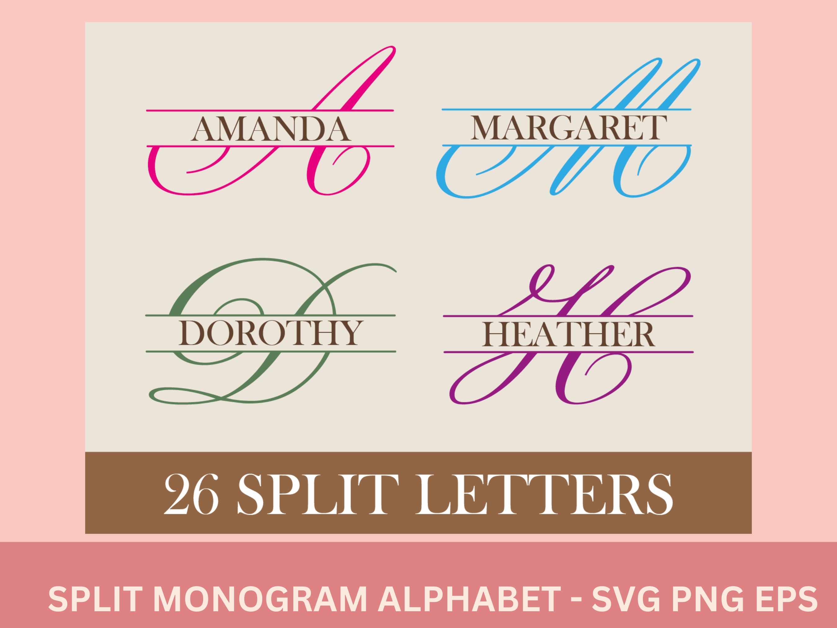 Split Monogram SVG PNG EPS Split Letter Svg Split Monograms Monogram ...